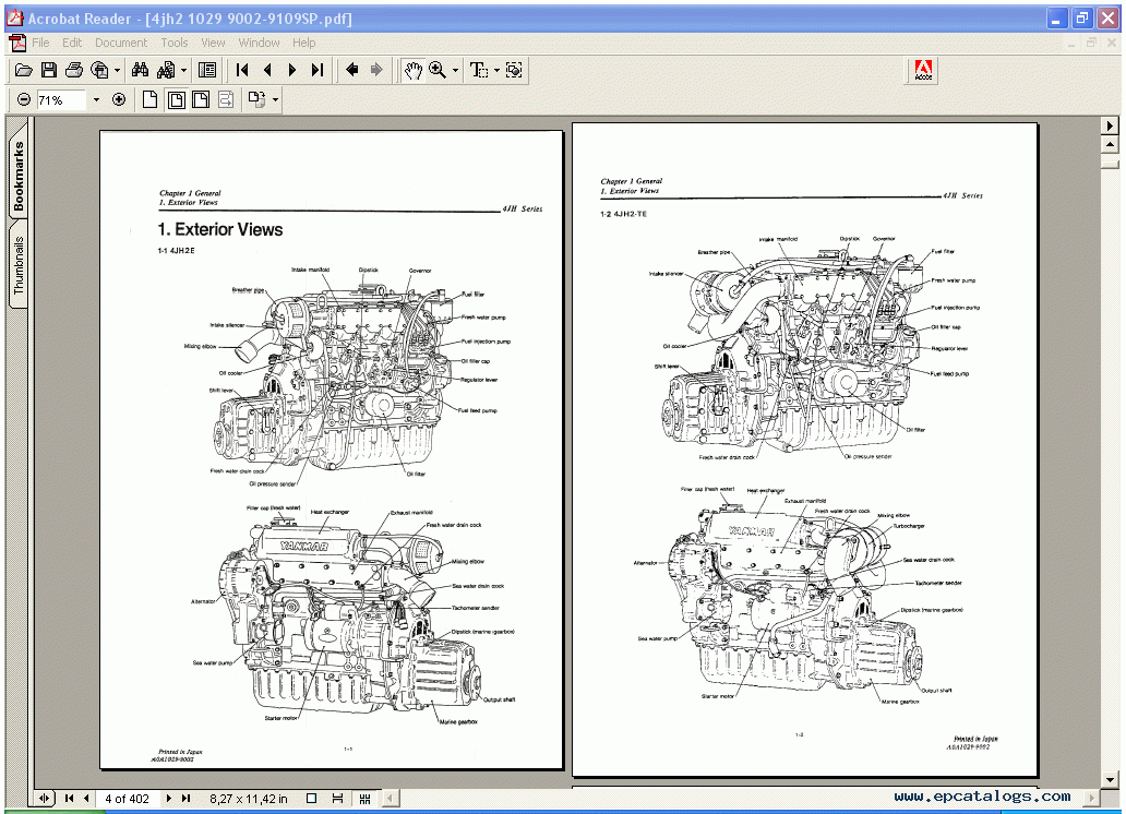 Yanmar Marine Diesel Engine 4JH2E, 4JH2-TE, 4JH2-HTE, 4JH2-DTE, 4JH2-UTE, repair manual, Heavy ...