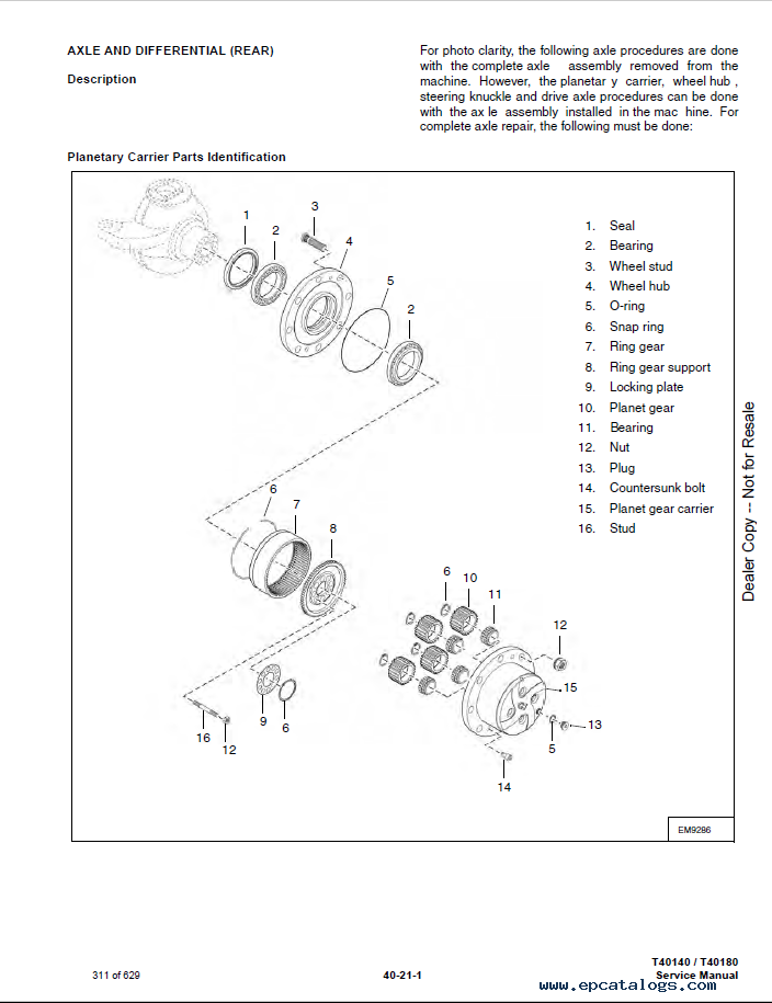Bobcat T40140, T40180 Telescopic Handler Service Manual