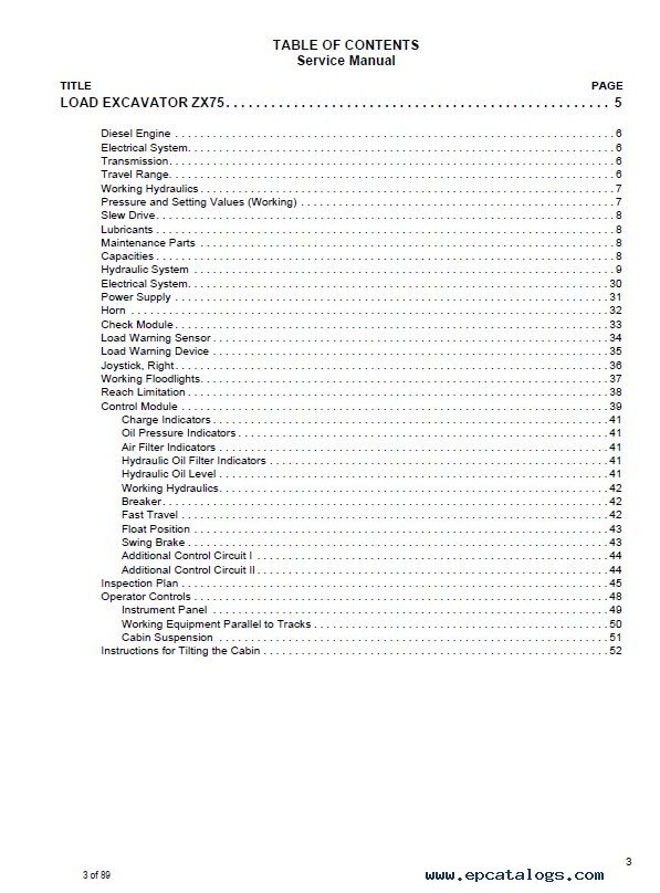 Bobcat ZX75, ZX125 Load Excavator Service Manual PDF
