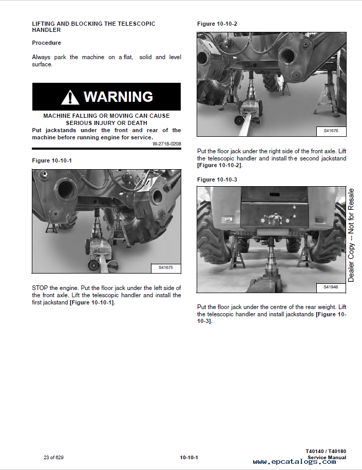 Bobcat T40140, T40180 Telescopic Handler Service Manual