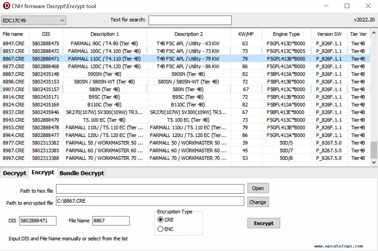 CNH Firmware Decrypt Encrypt Tool v2022.22