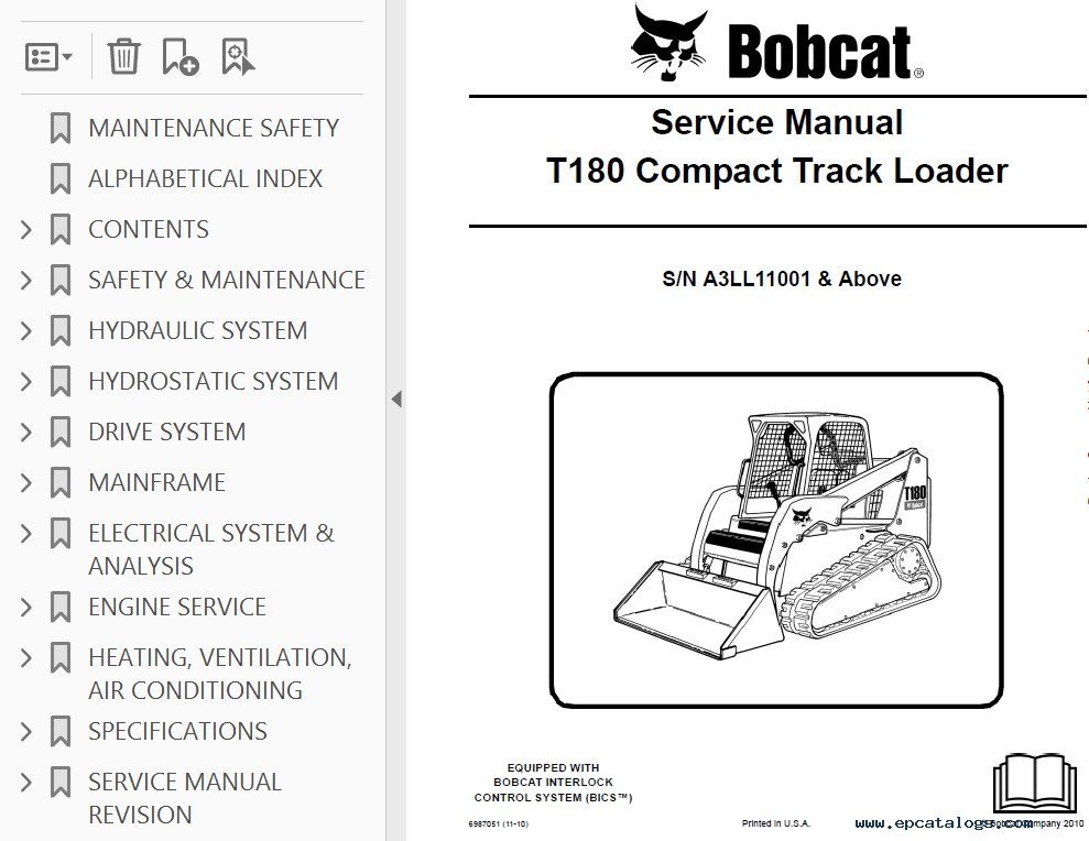 Bobcat T180 Compact Track Loader Service Manual
