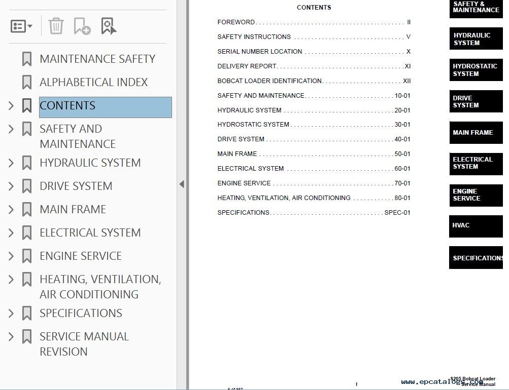 Bobcat S205 Turbo, S205 Turbo HF Loaders Service Manual PDF Instant