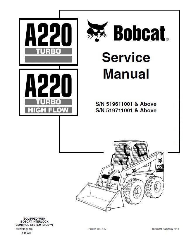 Bobcat A220 Turbo HF Loaders Service Manual PDF