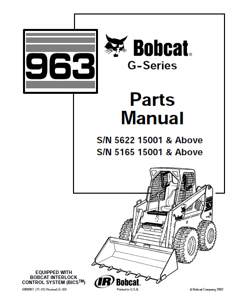 Bobcat 963 G-Series Skid Steer Loader Parts Manual PDF