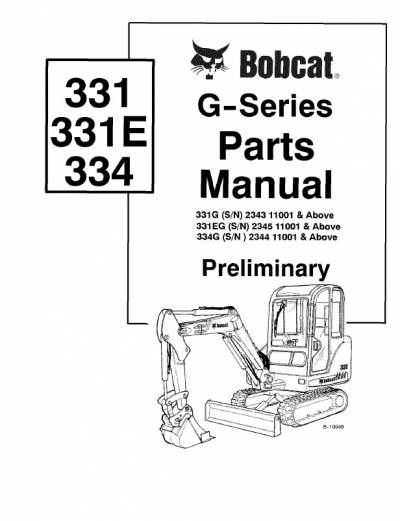 Bobcat 331 Excavator Manual