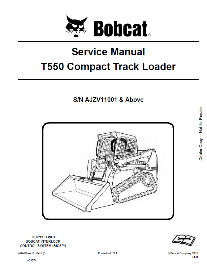 Bobcat T550 Compact Track Loader Service Manual