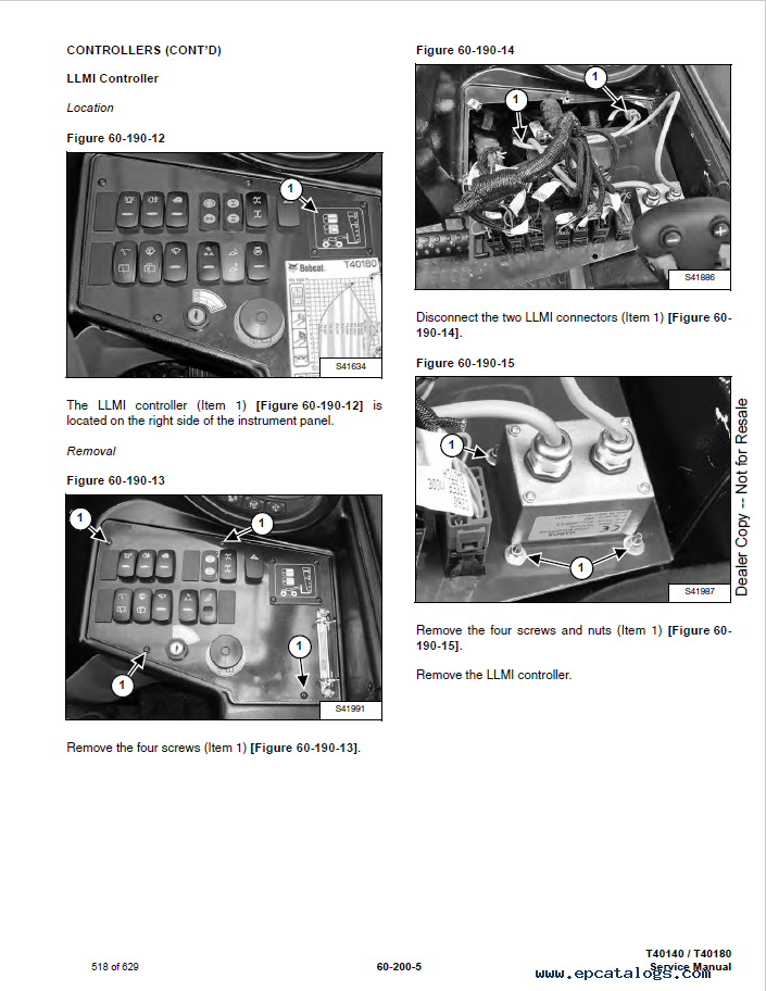 Bobcat T40140, T40180 Telescopic Handler Service Manual