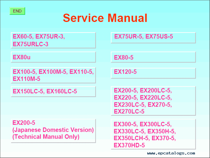 Hitachi EX-60 - EX-370, repair manual, Heavy Technics + Repair